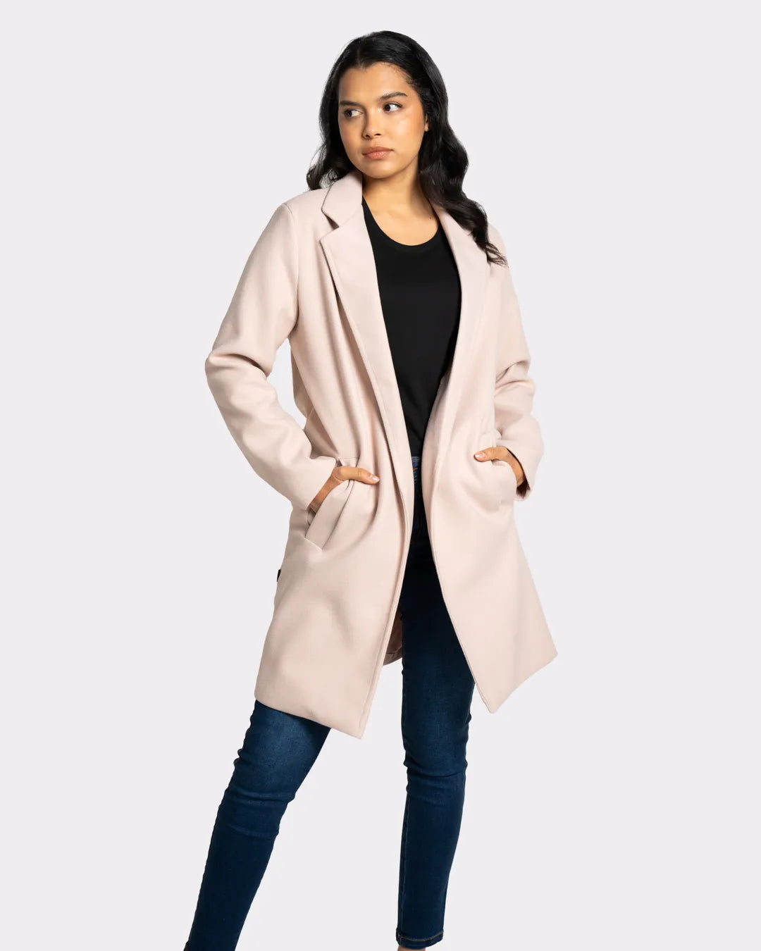 Abrigo para mujer color palo de rosa